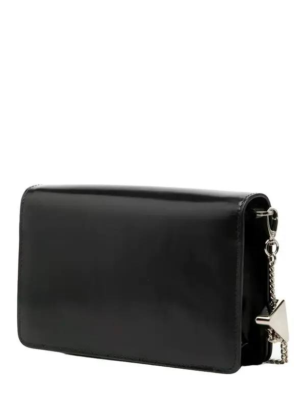 Prada Spazzolato Leather Flap Crossbody Bag - Black