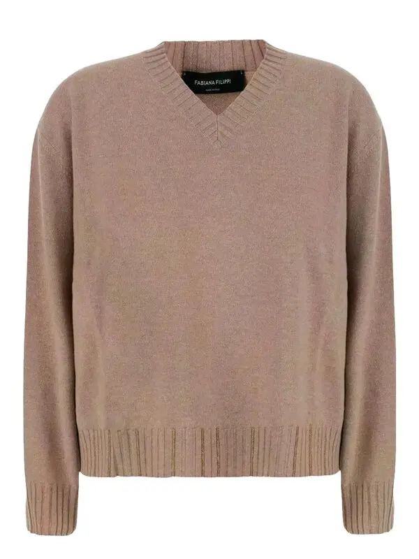 Fabiana Filippi V-neck Sweater With Bead Embellishment - Neutrals