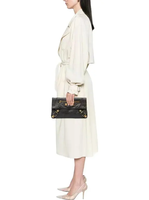Balenciaga Lambskin Leather Clutch Bag - Brown