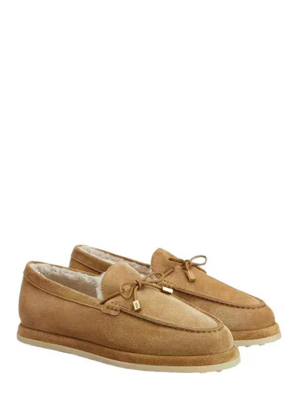 TOD'S Gommino Loafers In Suede With Shearling Lining - Neutrals