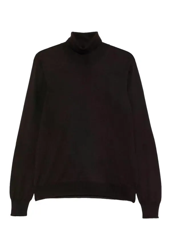 Tagliatore Roll Neck Long Sleeve Sweater - Brown