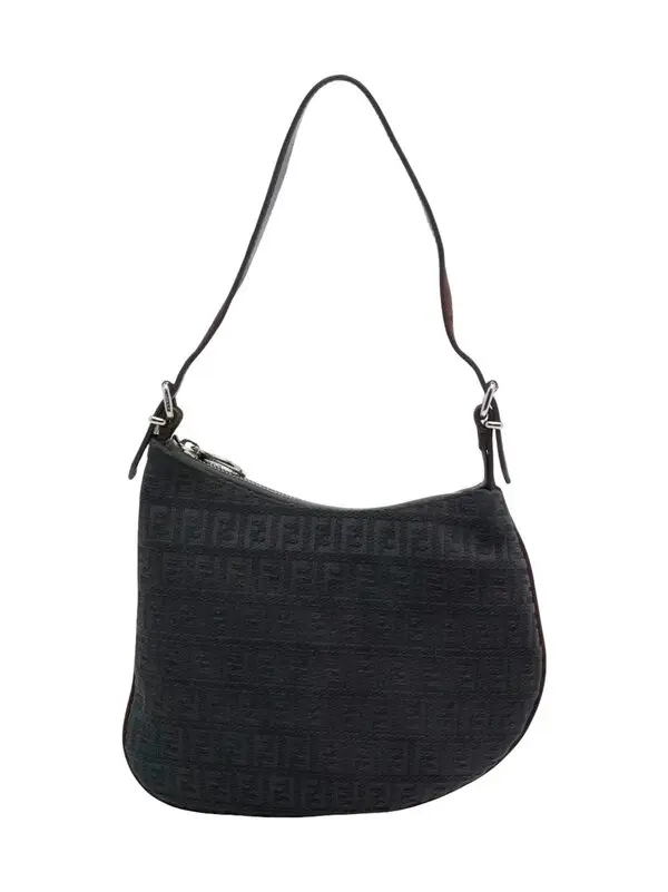 Fendi Zucchino Canvas Shoulder Bag - Black