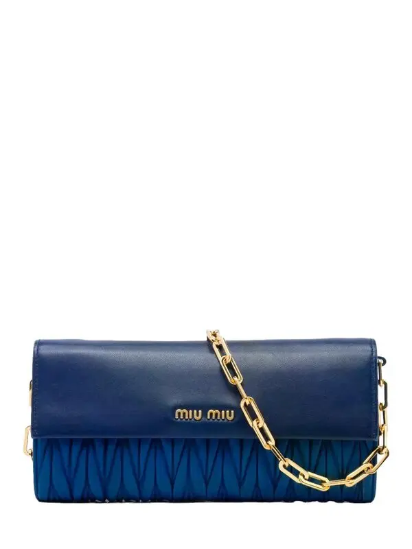 Miu Miu Matelasse Nappa Wallet On Chain Crossbody Bag - Blue