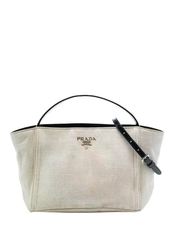 Prada Linen Blend Satchel - Brown