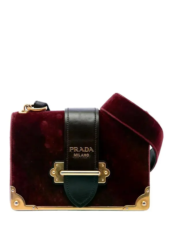 Prada Velvet Cahier Crossbody Bag - Red