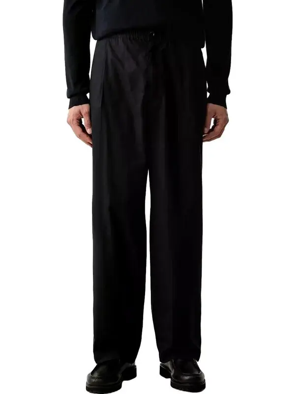 Emporio Armani Regular Fit Cotton Poplin Trousers - Blue