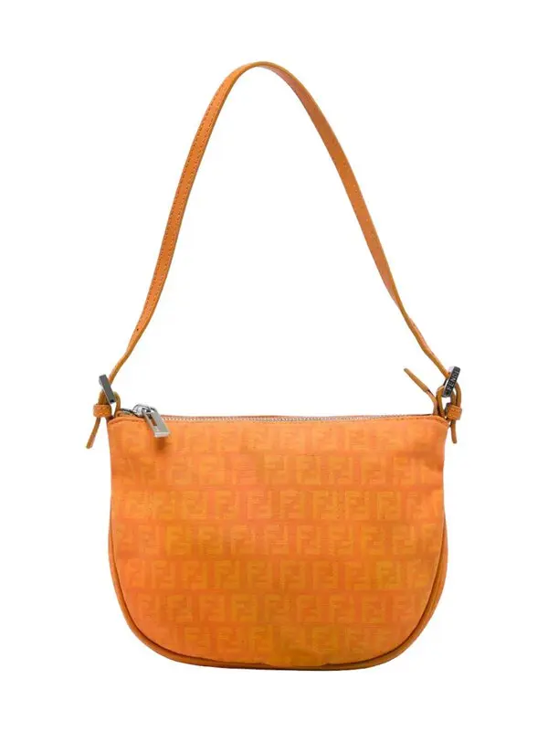 Fendi Zucchino Canvas Hobo Shoulder Bag - Orange