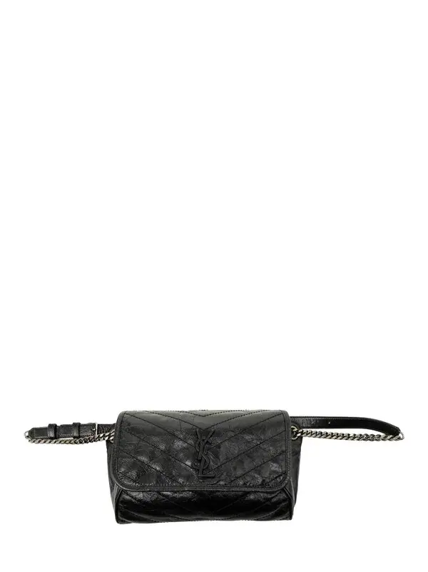 Saint Laurent 2019 Crinkled Calfskin Monogram Niki Belt Bag - Black