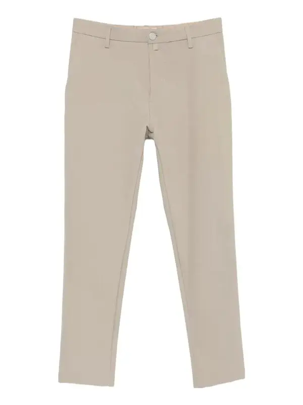Jacob Cohen Straight Leg Trousers With Logo Plaque - Neutrals