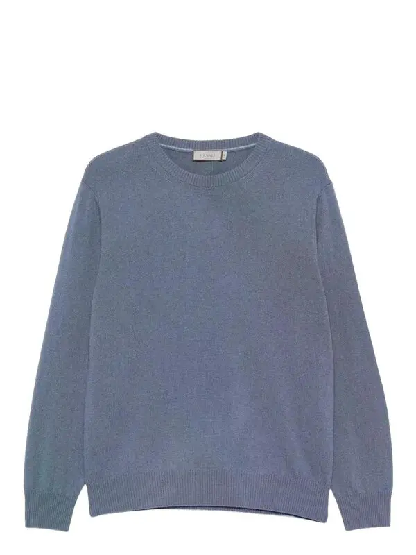Canali Ribbed-trim Sweater - Blue