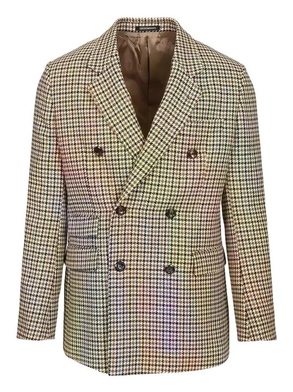 Emporio Armani Double-breasted Houndstooth Blazer - Neutrals
