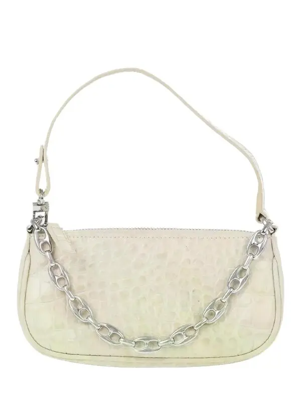 By Far Mini Rachel Crocodile-effect Leather Shoulder Bag - White