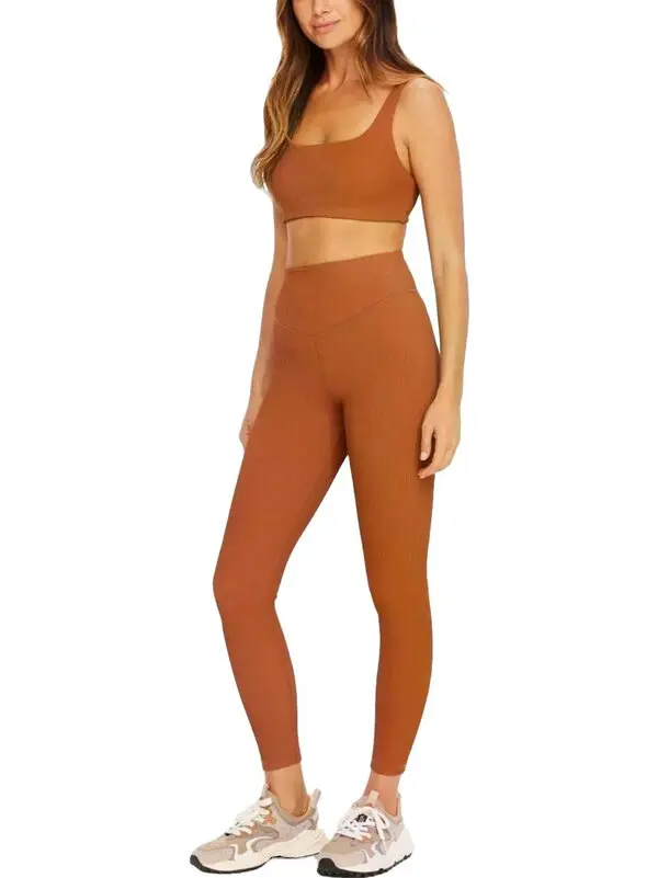 The Upside Mariana Bridie Ribbed Sport Bra - Brown