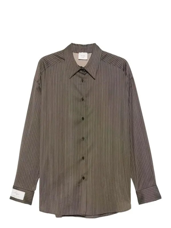 ALYSI Striped Long-sleeve Shirt - Brown