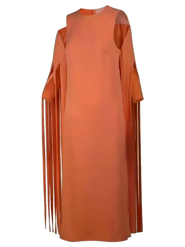 Valentino Garavani Fringed Cold-shoulder Maxi Dress - Orange