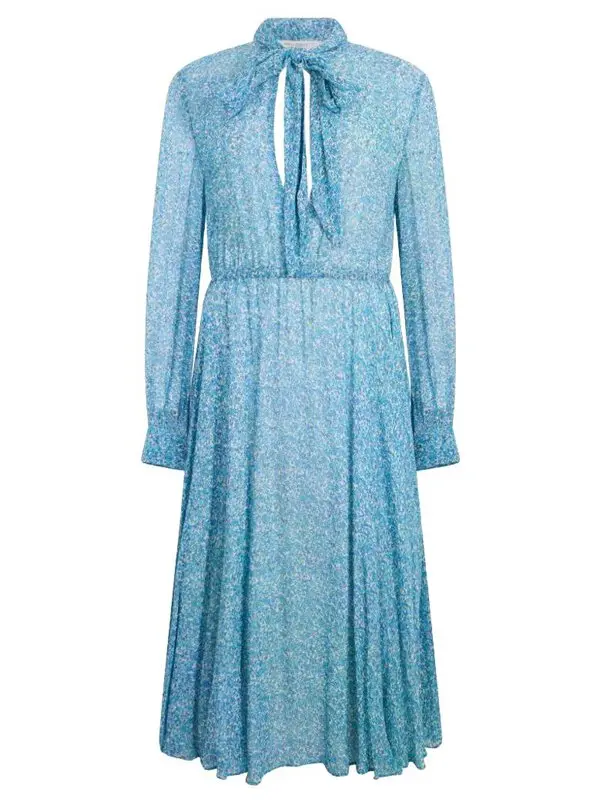Philosophy Di Lorenzo Serafini Floral Print Pussy-bow Midi Dress - Blue