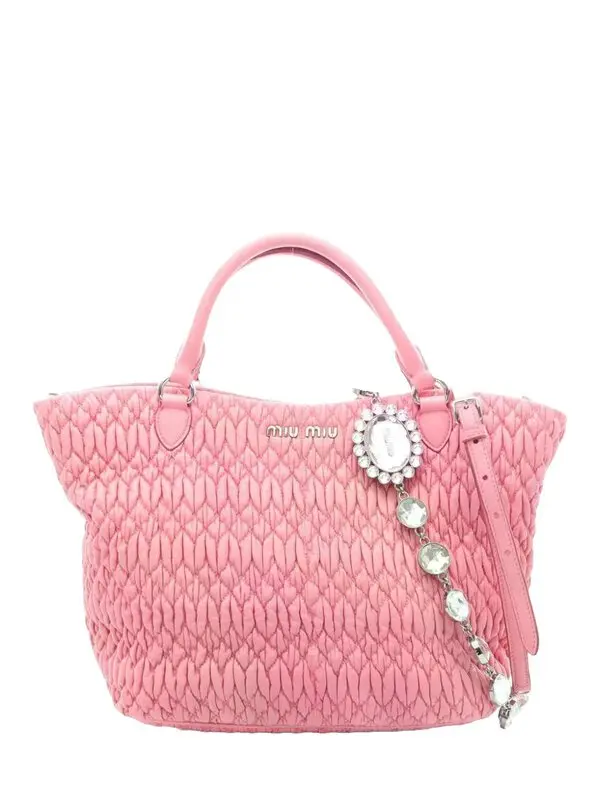 Miu Miu Matelasse Nappa Crystal Satchel - Pink