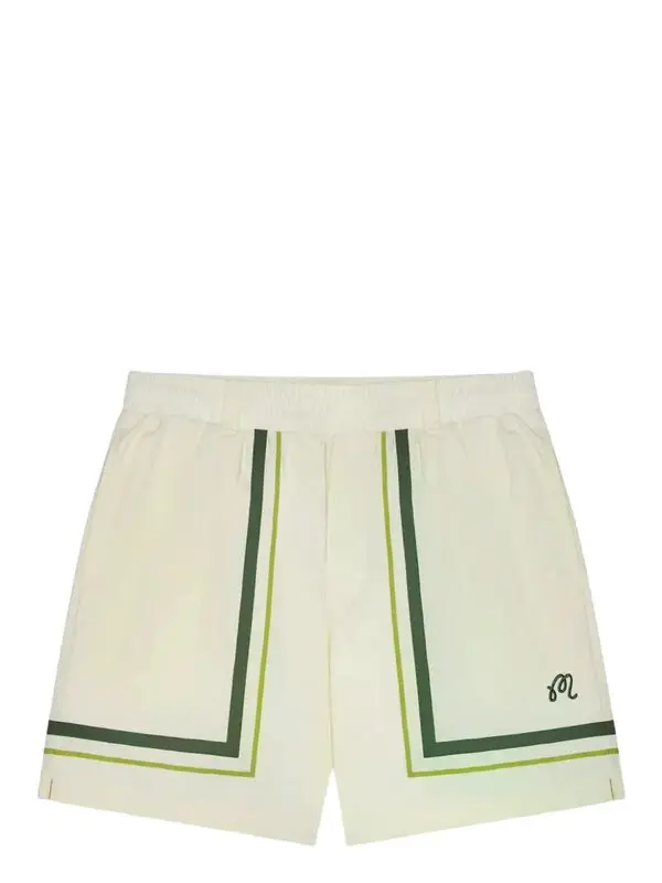MALBON Cream Side Stripe Embroidered Shorts - Neutrals