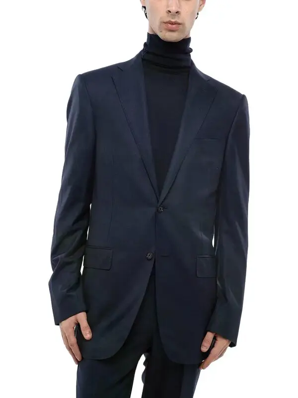 Corneliani Single-breasted Wool Blazer - Blue
