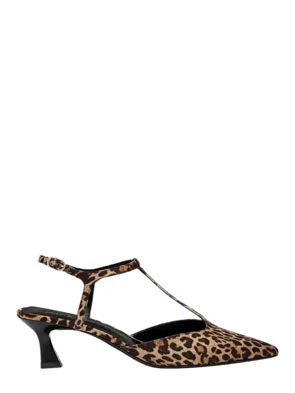 STUART WEITZMAN Leopard Print T-strap Pumps - Brown