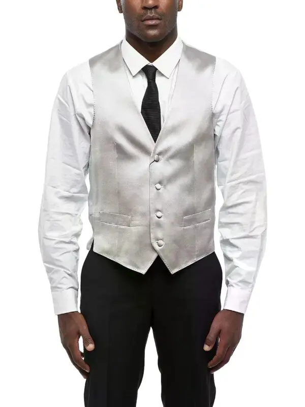 Corneliani V-neck Silk Waistcoat - Silver