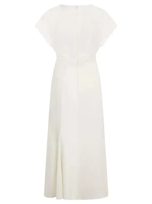 Philosophy Di Lorenzo Serafini V-neck Maxi Dress With Scalloped Edges - White