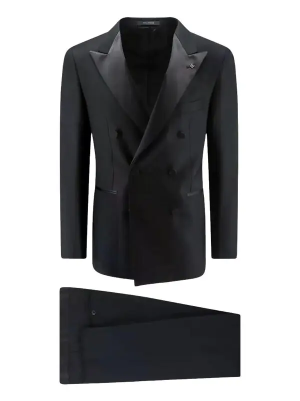 Tagliatore Double-breasted Wool Tuxedo Blazer - Black