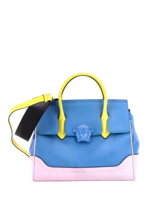 Versace Palazzo Empire Bag Leather Large Satchel - Blue