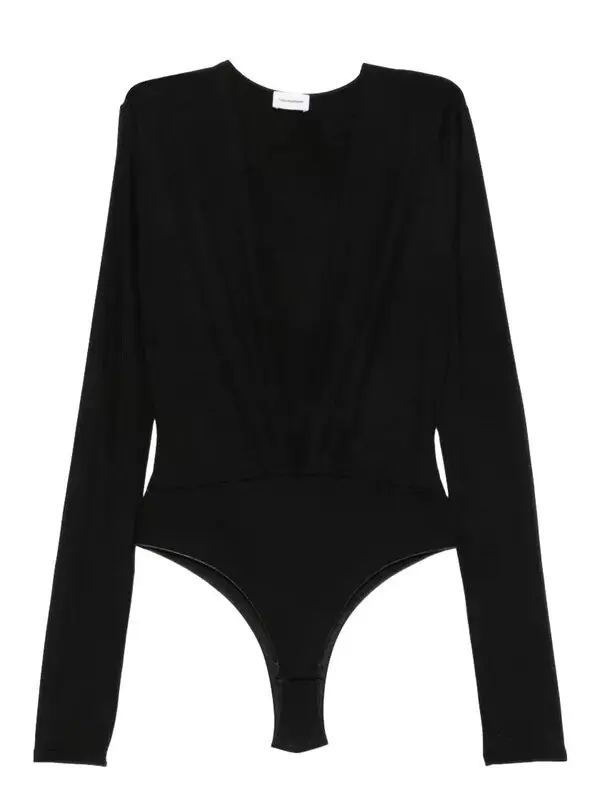 Andamane Zelda Plunging Long-sleeve Bodysuit - Black
