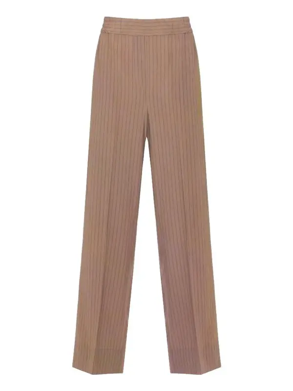 EMME Pinstriped Wide-leg Trousers - Brown