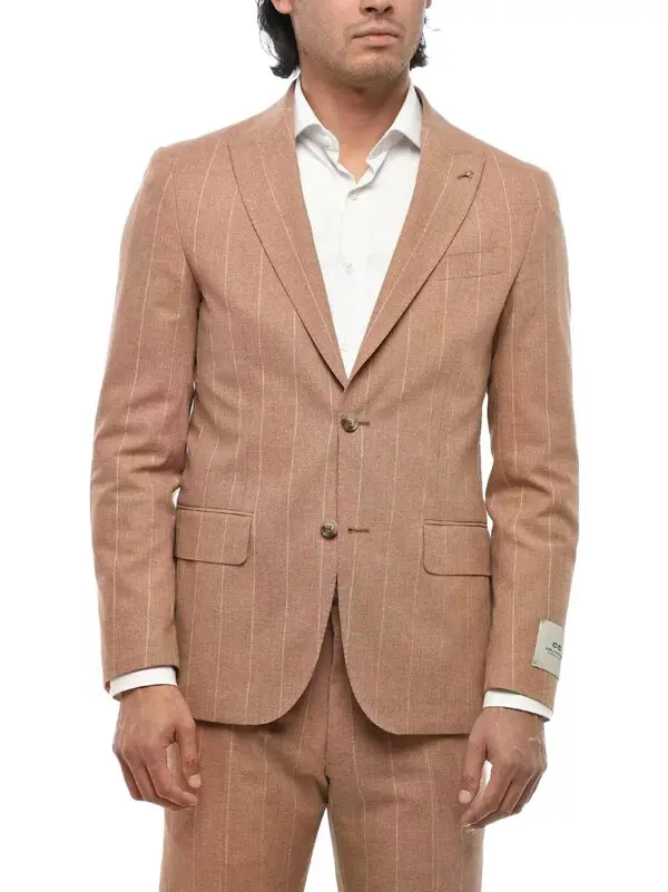 Corneliani Pinstripe Single-breasted Suit - Orange