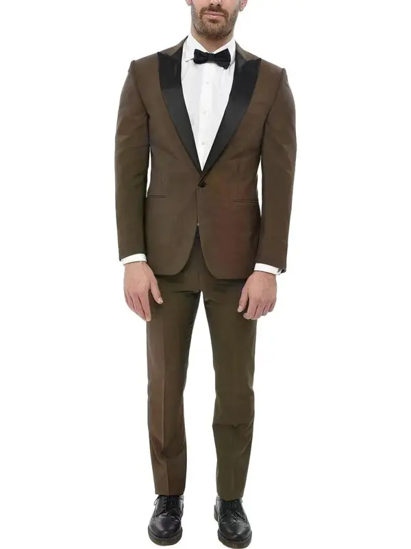 Corneliani Satin-lapel Suit - Brown
