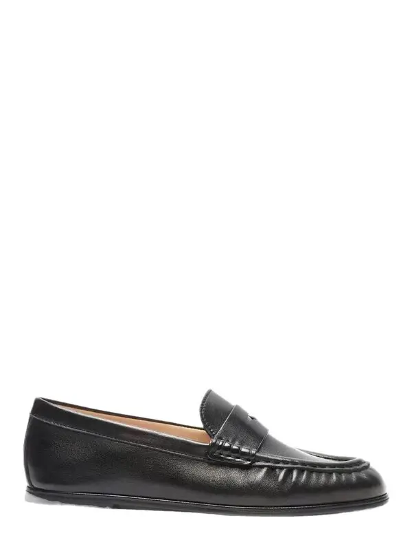 STUART WEITZMAN Spencer Ruched Detail Leather Loafers - Black