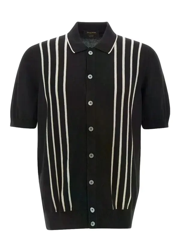 GRAN SASSO Striped-intarsia Knitted Shirt - Black