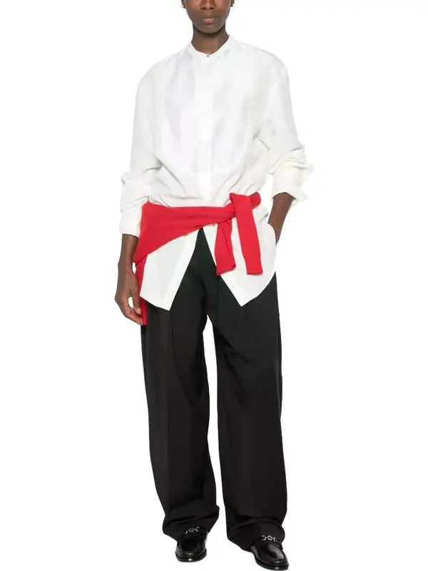 ALYSI Band Collar Bib Panel Shirt - White