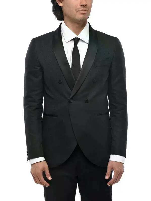 Corneliani Cc Collection Double-breasted Shawl-lapel Blazer - Black