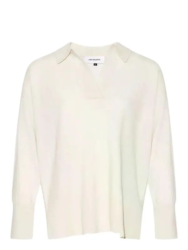 YVES SALOMON Merino Wool V-neck Sweater - Neutrals