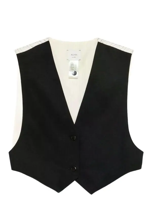 ALYSI Pinstripe Pattern Button-fastening Waistcoat - Black