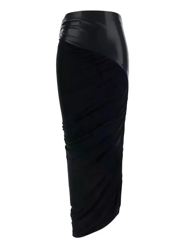 Andamane Ruched Panelled Midi Skirt - Black