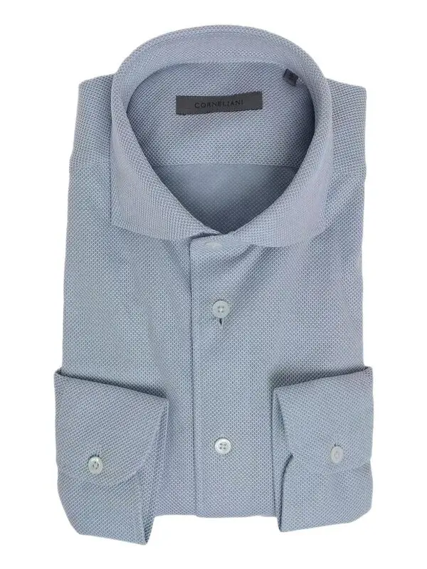 Corneliani Honeycomb-pattern Cotton Shirt - Blue