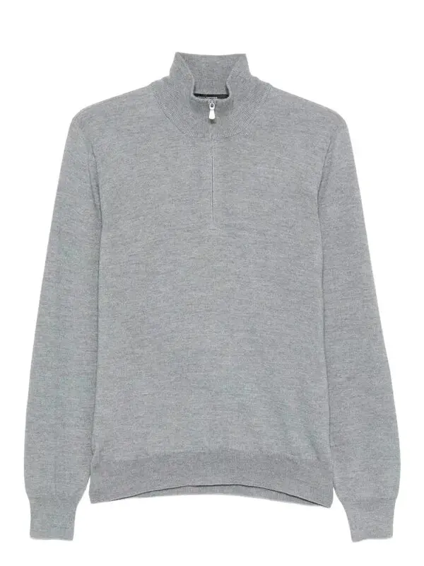 Tagliatore Quarter-zip Knit Sweater - Grey