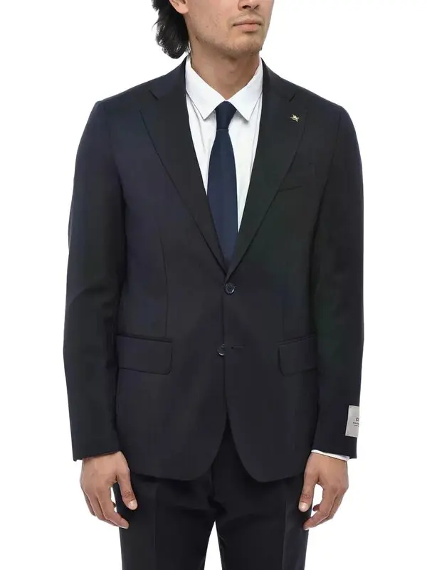 Corneliani Herringbone-pattern Virgin Wool Suit - Black