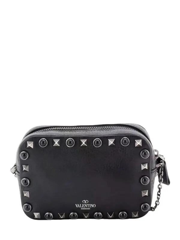 Valentino Garavani Rolling Rockstud Camera Leather Crossbody Bag With Cabochons - Black