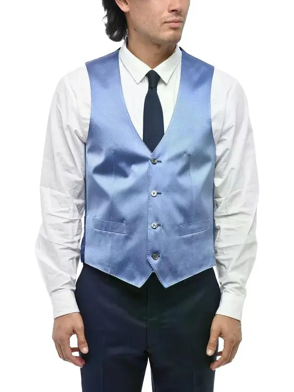 Corneliani Ceremonia Academy Silk Satin Waistcoat - Blue