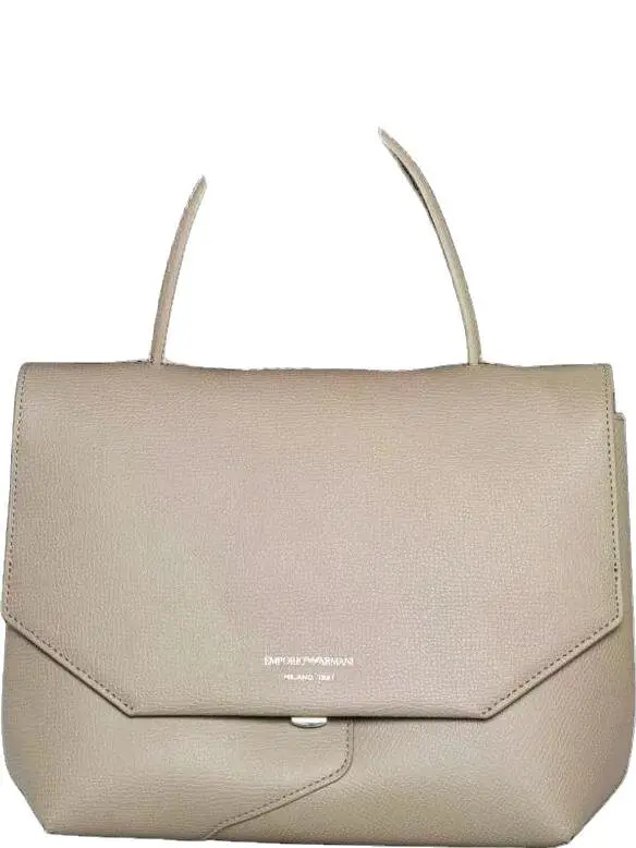 Emporio Armani Grained Leather Tote Bag - Neutrals