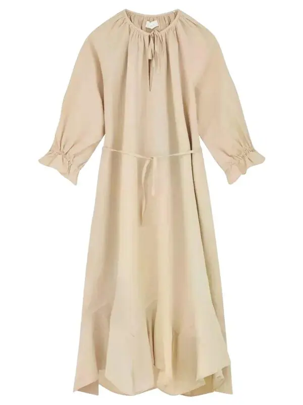 SKALL STUDIO Benedette Ruffled Tie-fastening Maxi Dress - Neutrals
