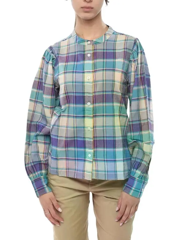 Woolrich Plaid Mandarin Collar Shirt - Blue