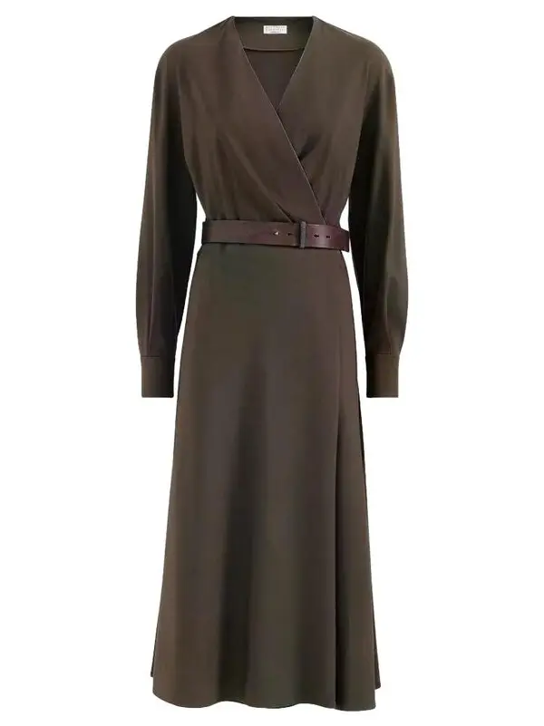 Brunello Cucinelli Monili Embellished Midi Dress - Brown