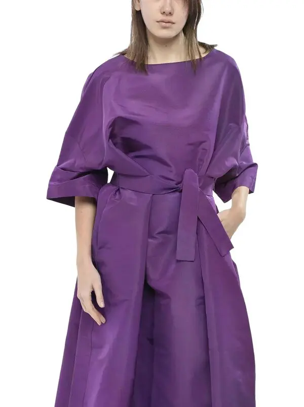 SUPER BLOND Belted Silk-organza Midi Dress - Purple