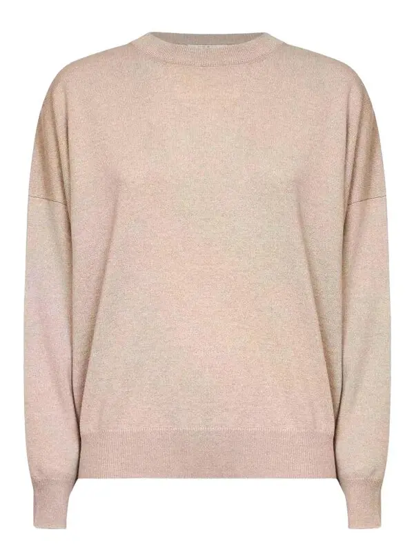Brunello Cucinelli Cashmere Sweater With Monili Trim - Neutrals